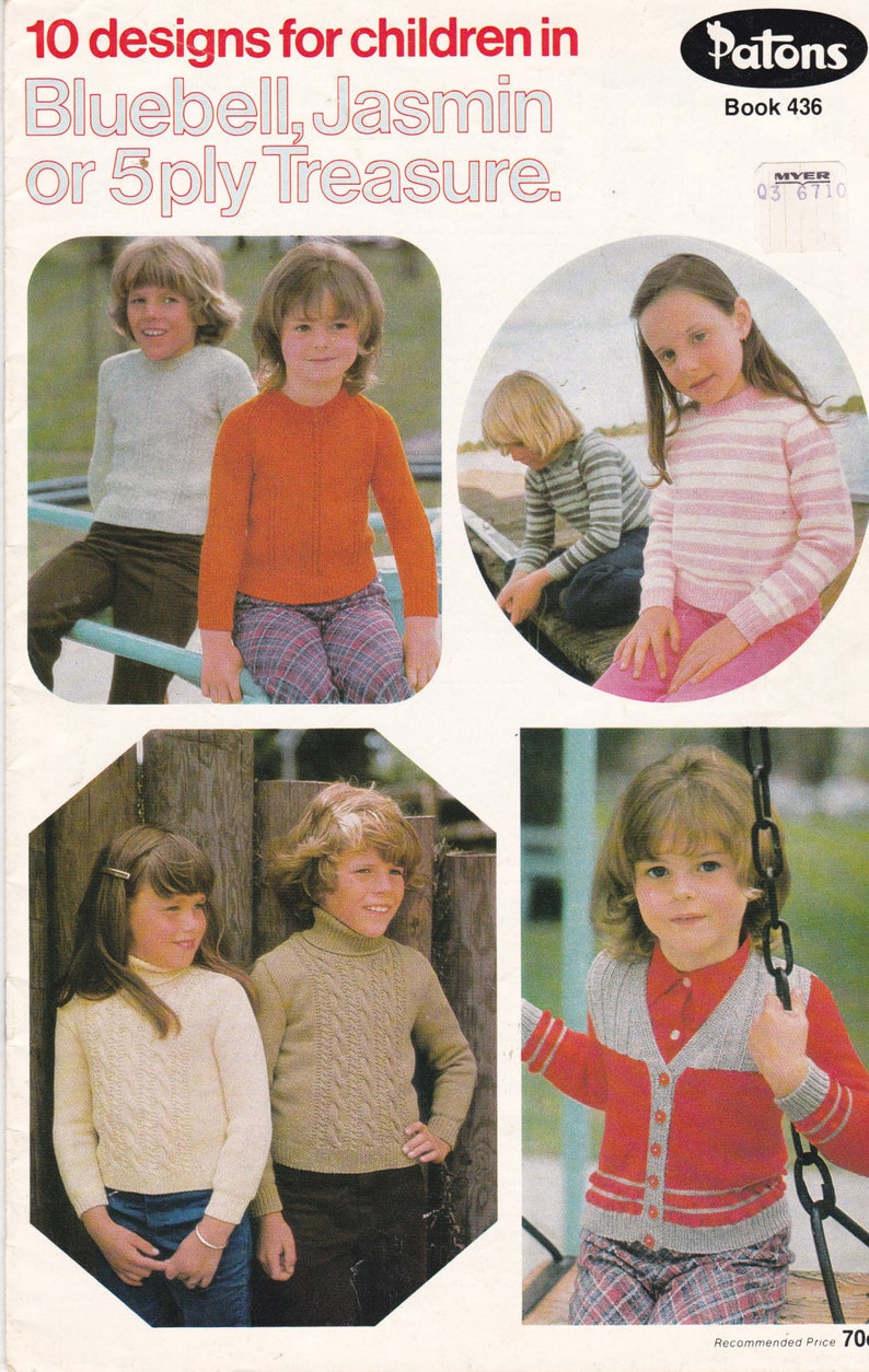 Patons Children - 10 Designs for Children in Bluebell 5 Ply, Jasmin and ...