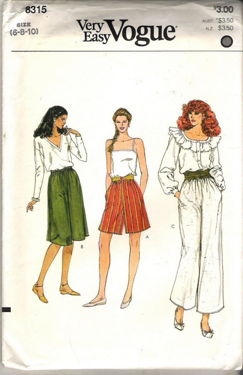 En vente Modèle de couture des années 80 Vogue 8315 Pantalon large en ...