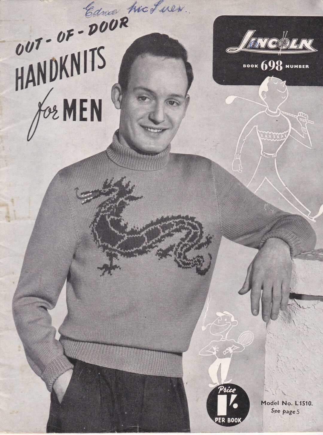 1940s Men's Knitting Pattern Book: Sweaters, Cardigans, Jackets No 698 ...