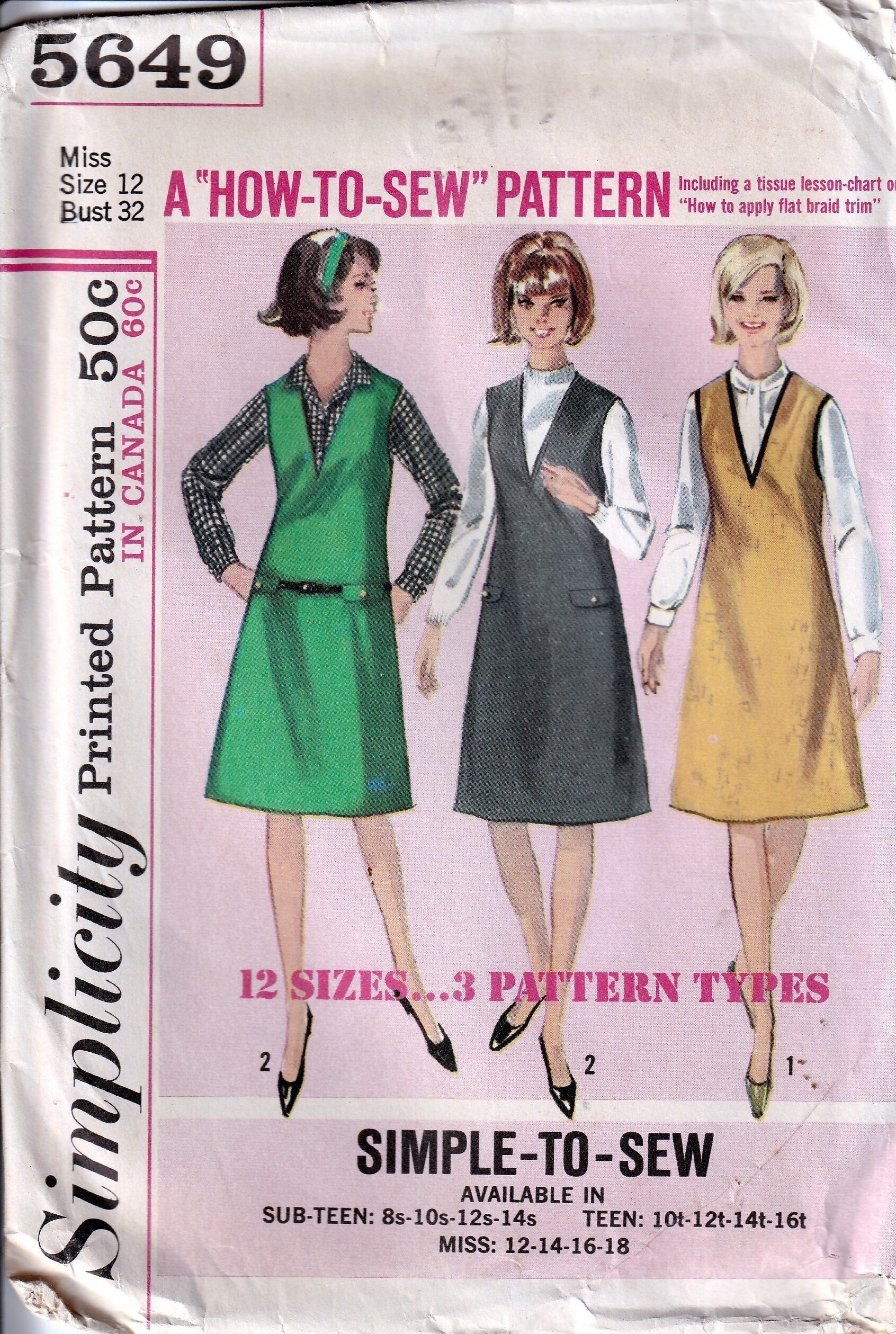 1960's Sewing Pattern Simplicity 5649 Set of Jumper Size - Etsy