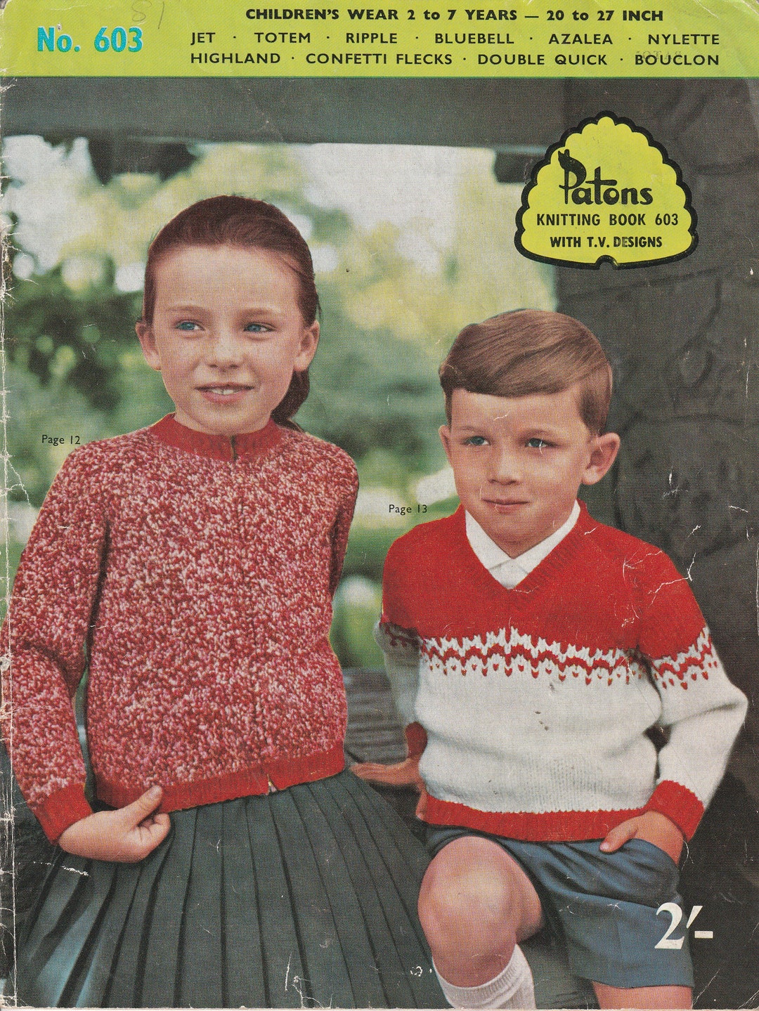 Vintage 1960s Paton's Knitting Pattern No 603 for Children Boys and ...