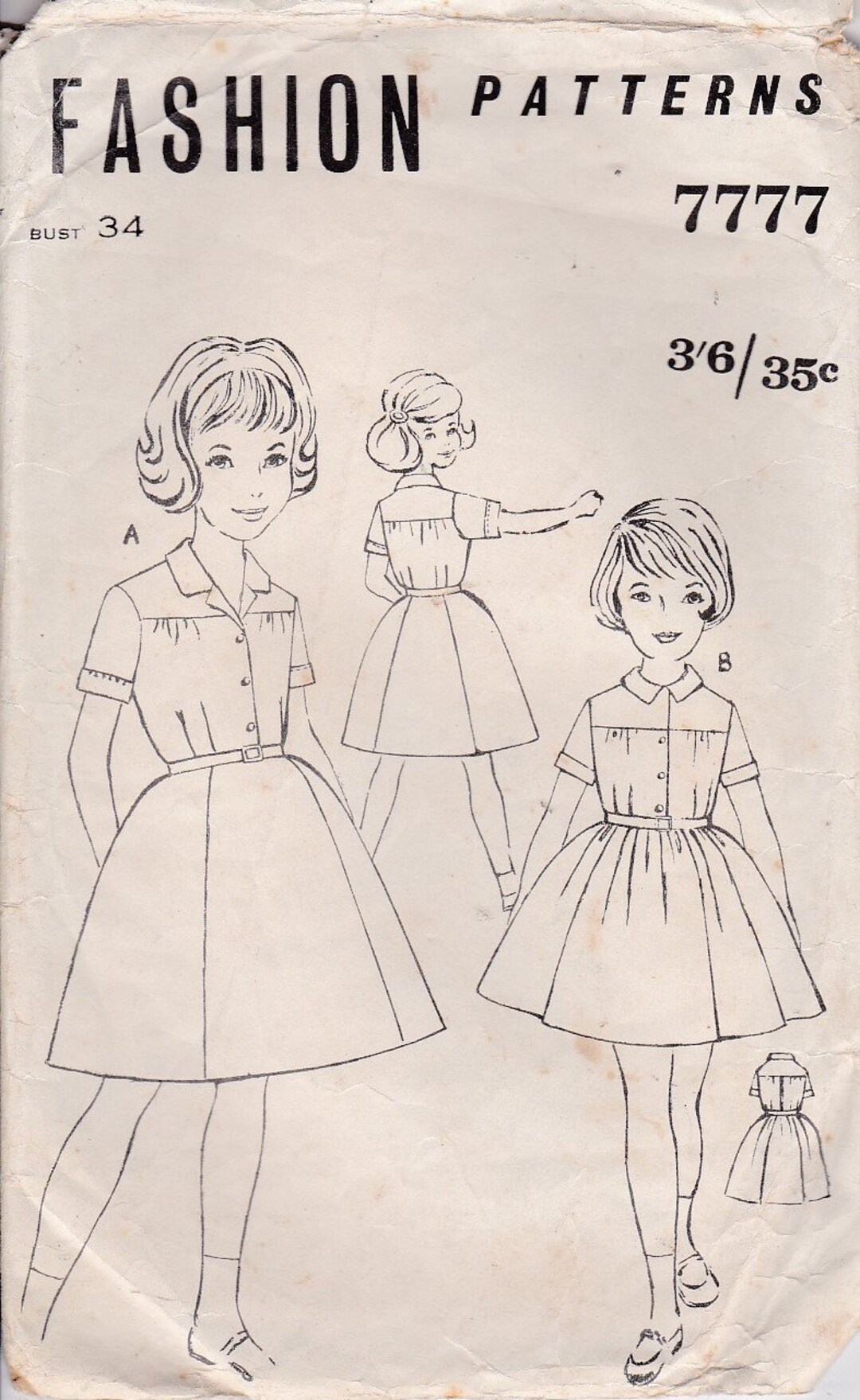 1960s Girls School Uniform Sewing Pattern – Size 16 Bust 34 No 7777 ...