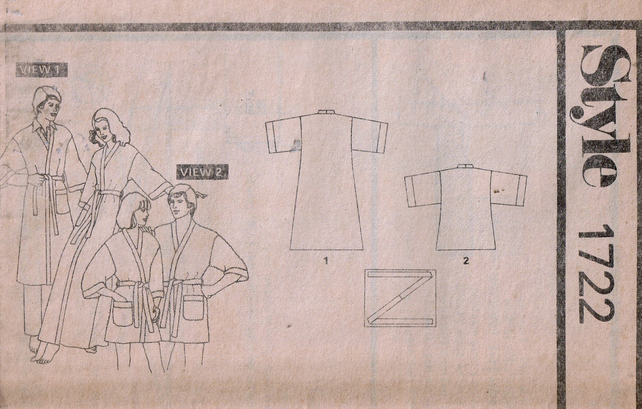 1980's Sewing Pattern Style 1722 Misses Robes Dressing - Etsy
