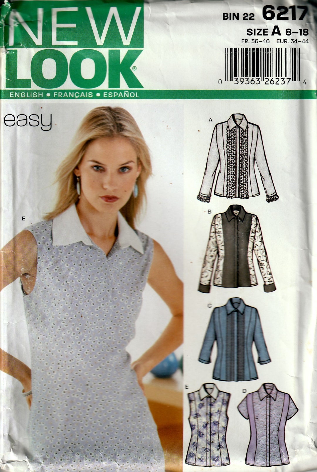 New Look Sewing Pattern No 6217 – Tops, Size 8-18 - Etsy