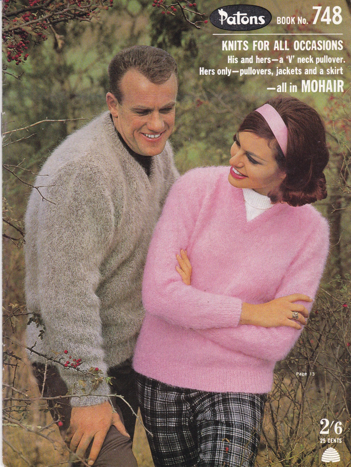 Patons Knitting Pattern No 748 for His and Hers in Mohair vintage 1960s ...