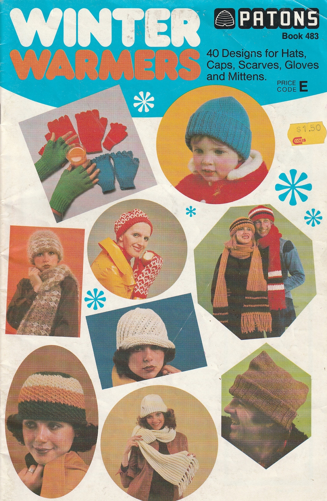 Patons Family Hats, Beanies, Mittens, Scarves- Knitting Pattern No 483 ...