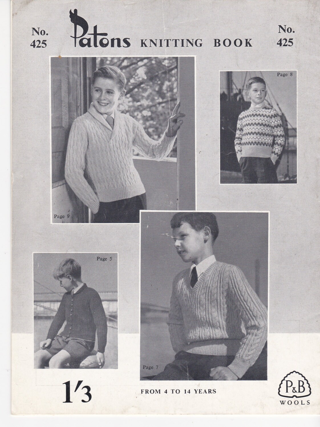 Paton's Knitting Pattern No 425 for Children Boys vintage - Etsy New ...