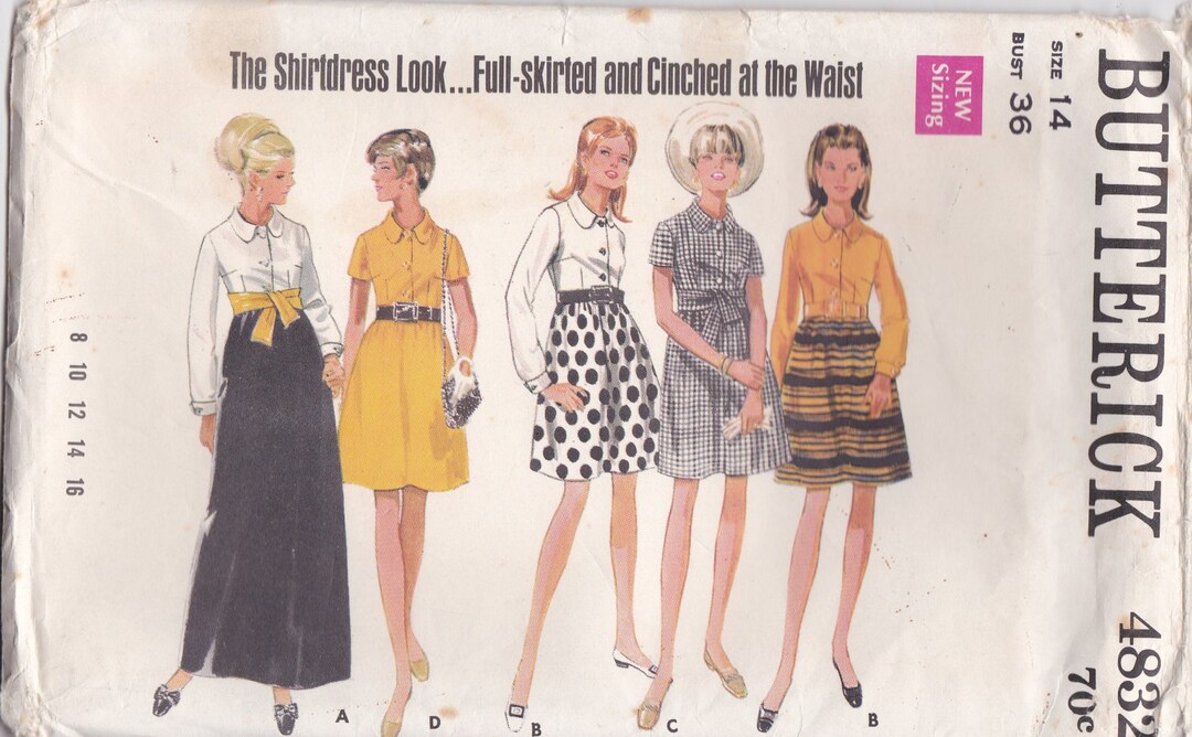 On Sale - 1970's Sewing Pattern - Butterick No 4832 Dress Size 14 36 ...