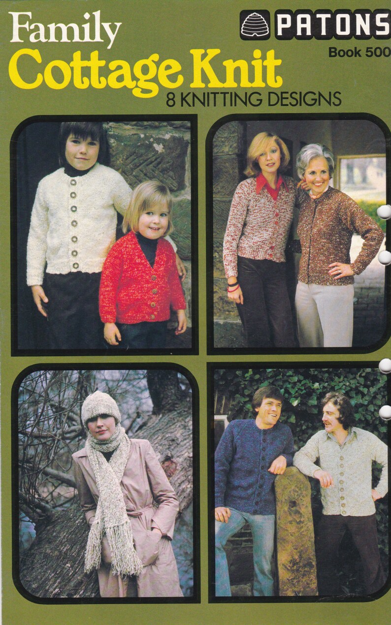 On Sale Patons Knitting Pattern Family Cottage Knit Vintage 1970's No ...