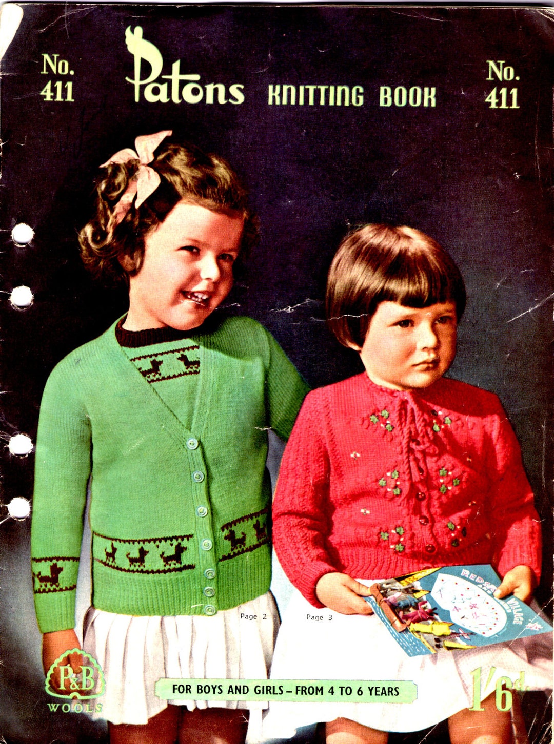 Paton's Knitting Pattern No 411 for Girls and Boys Jumpers and ...