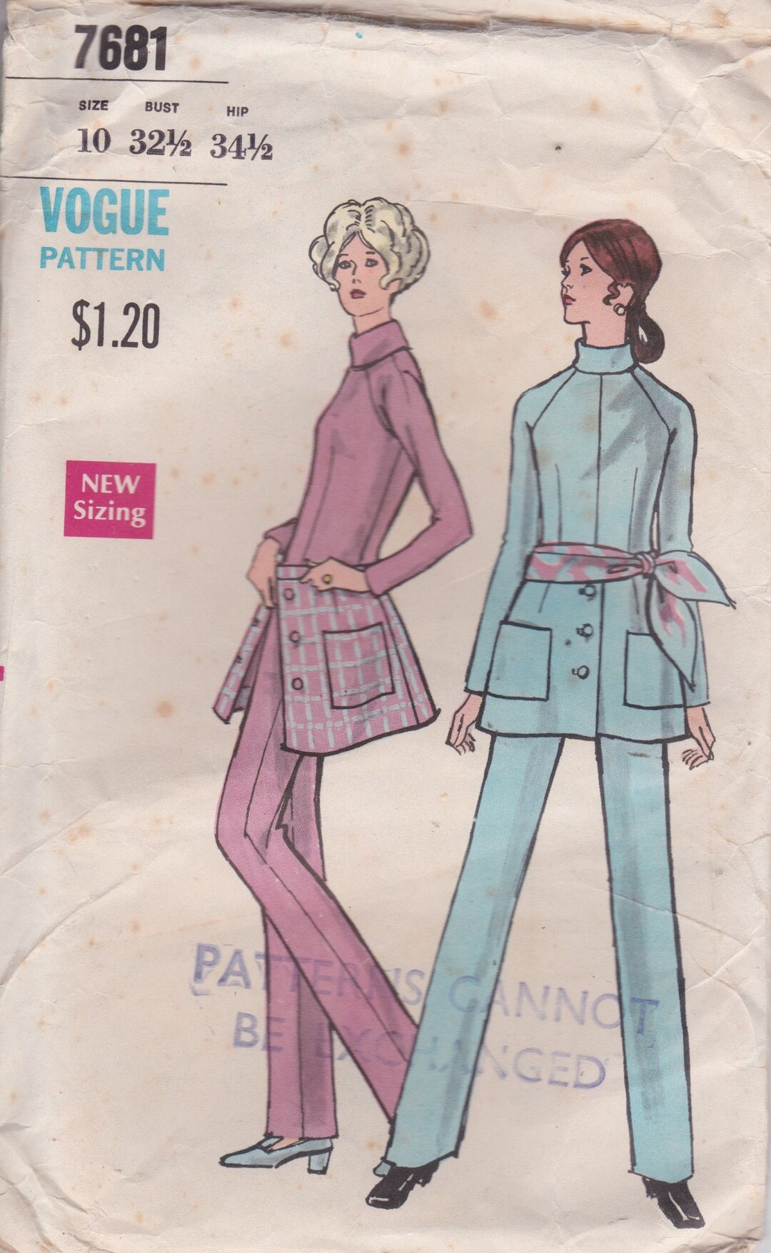 1970s Vogue Sewing Pattern for Womens Jumpsuit and Skirt Size 10 Bust ...