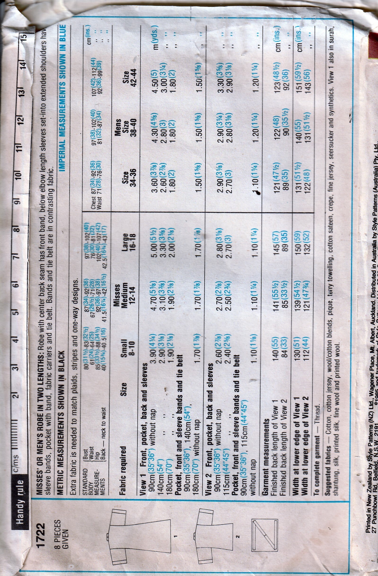 1980's Sewing Pattern Style 1722 Misses Robes Dressing - Etsy