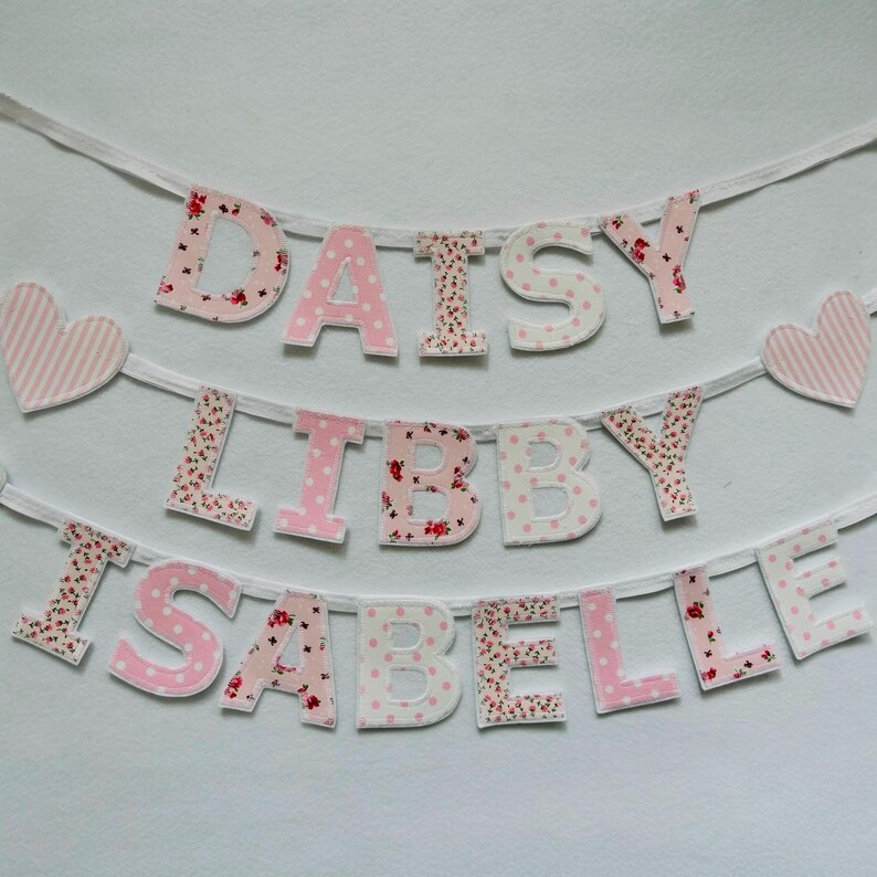 Mini Personalised Name Bunting, Fabric Lettered Banner - Etsy