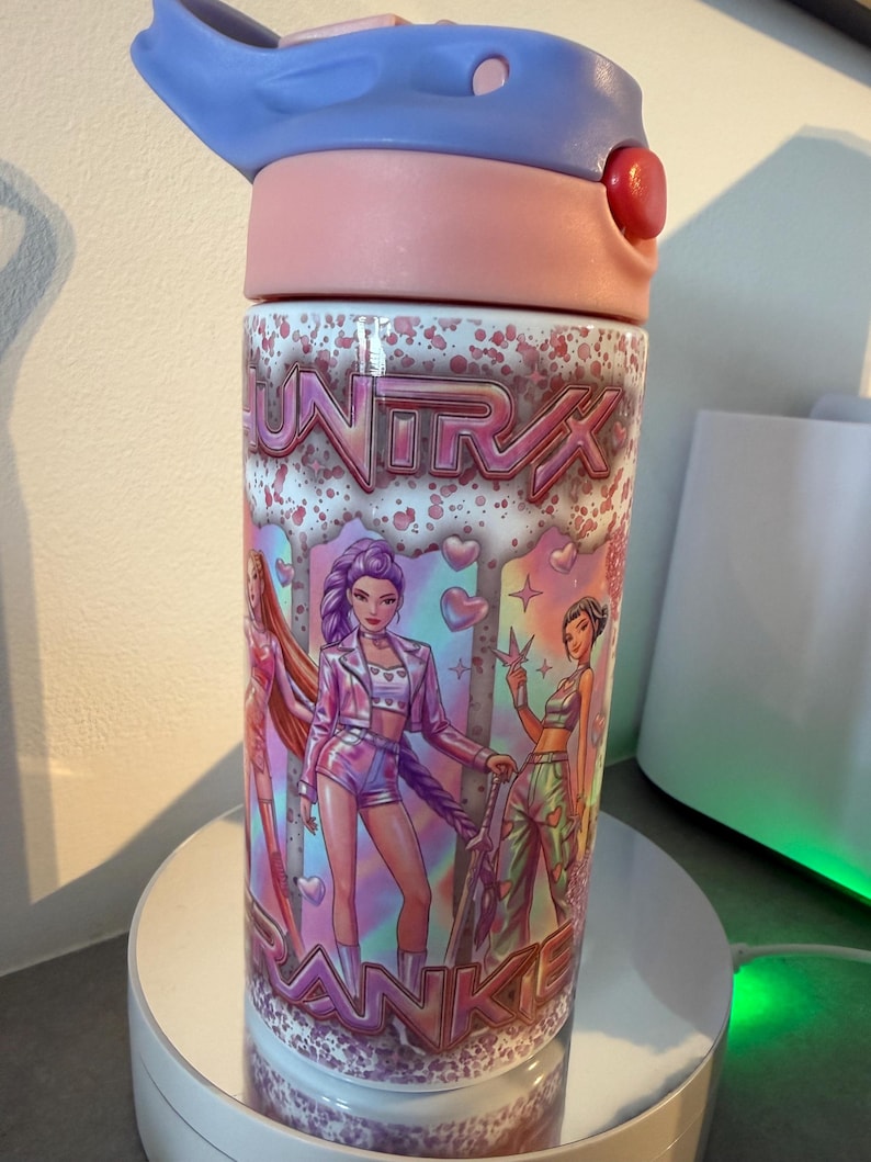 Huntrix Character Water Bottle, Personalized Kids Tumbler, Custom Name ...
