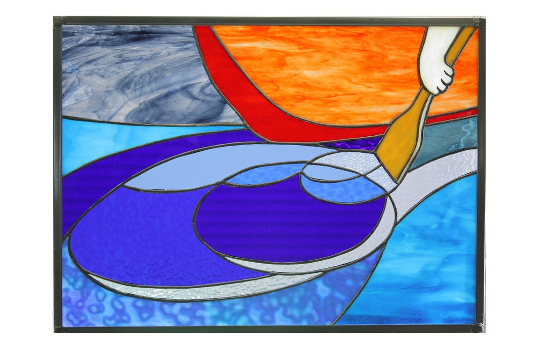 Stained-glass Window/ Panel of Someone Canoeing. - Etsy