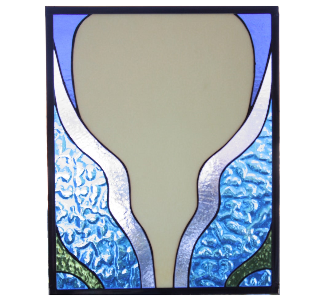 Stained Glass Window/ Panel of a Blue Flower - Etsy