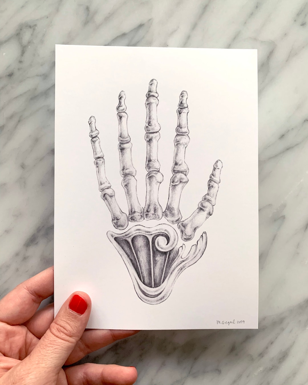 SKELETON HAND With Scrollwork Human Anatomy Medical Drawing - Etsy