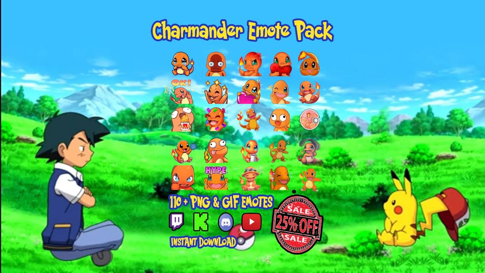 Charmander Emote Pack | 118 Pokémon Emotes for Twitch, Discord, Kick ...