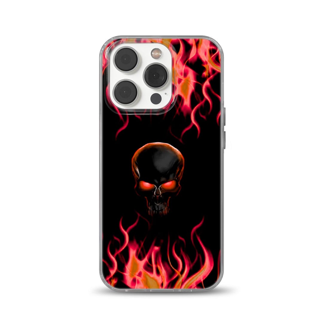 Flaming Skull Phone Case – Gothic Horror iPhone Samsung Cover - Etsy