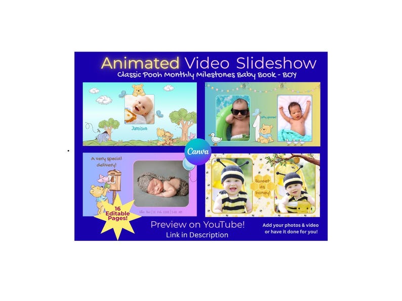 Pooh Animated Baby Milestones Video Template: BOY L Personalize in ...