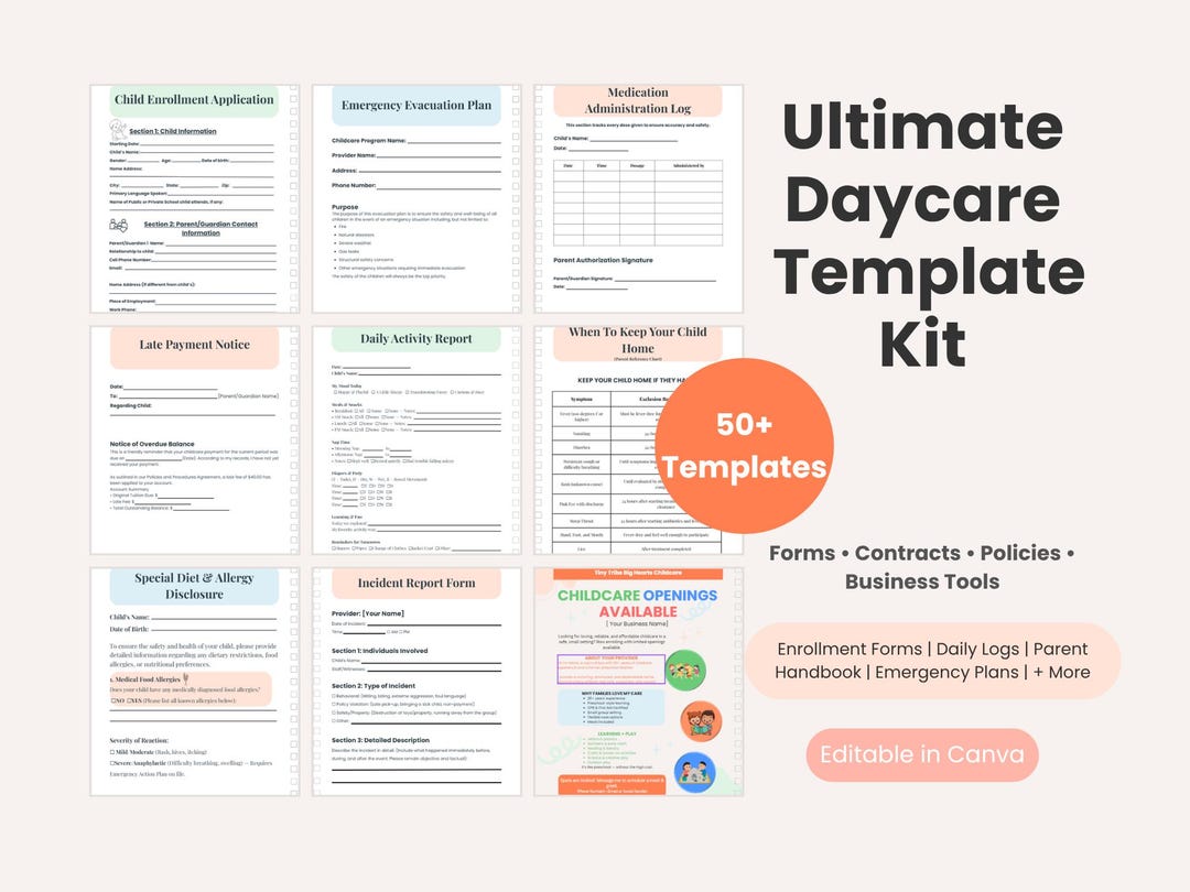Ultimate Daycare Template Kit | Childcare Forms & Contracts Bundle ...