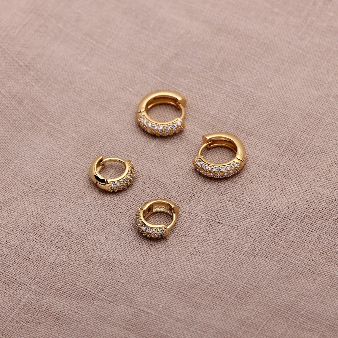 Cubic Huggie Hoops CZ Cartilage Hoops Tiny Pave Hoops - Etsy