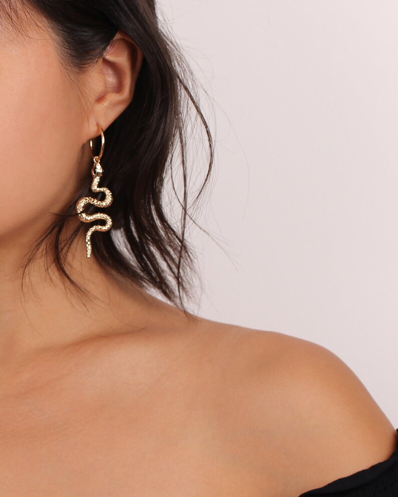 Snake Hoop Earrings Gold Snake Earrings Snake Charm - Etsy Canada