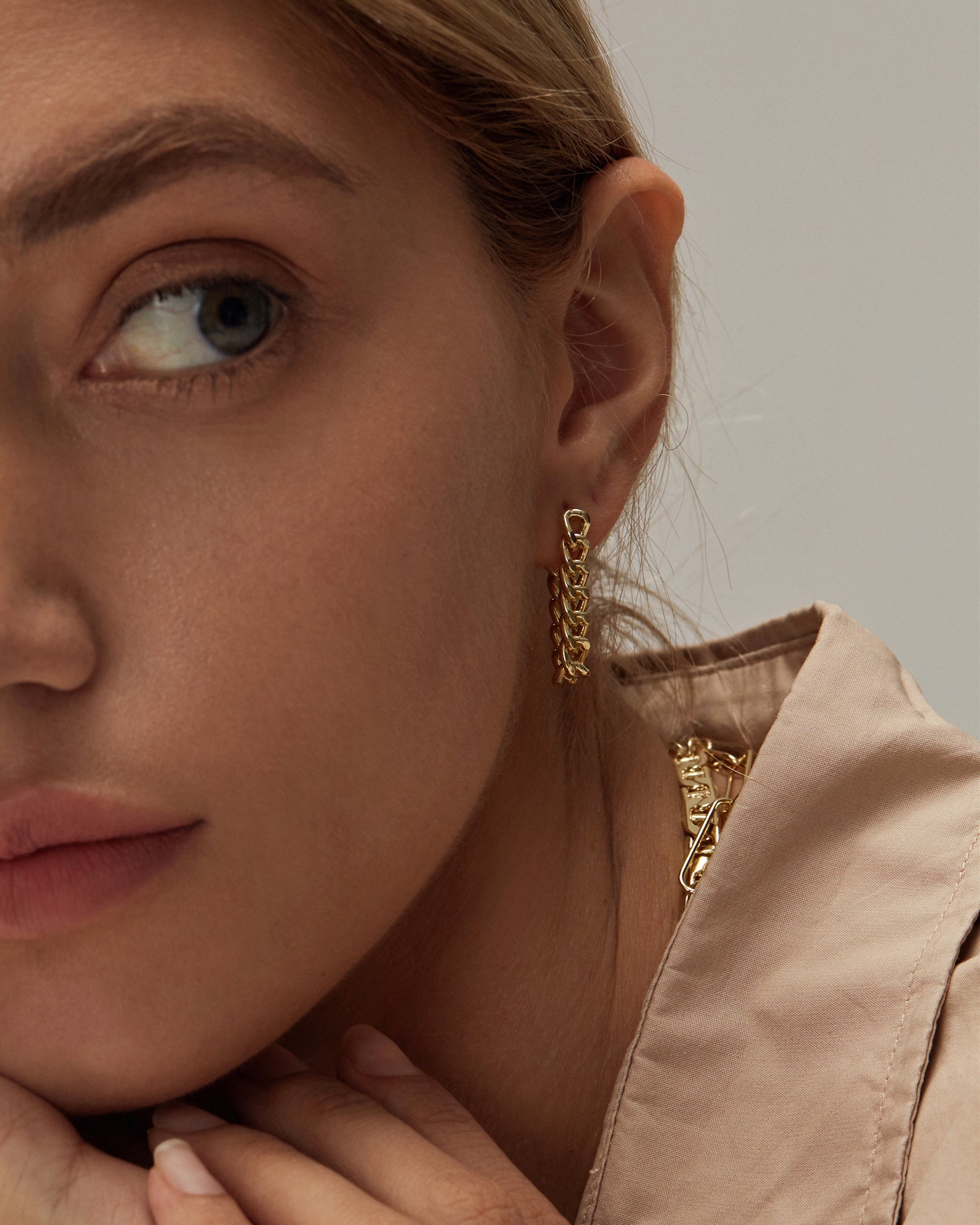 Curb Chain Hoops Gold Dangle Earrings Long Chain Earrings | Etsy