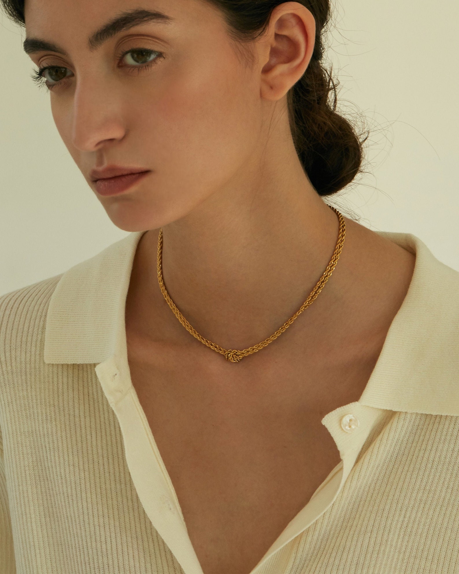 Double Rope Necklace Knot Rope Necklace Gold Rope Chain | Etsy