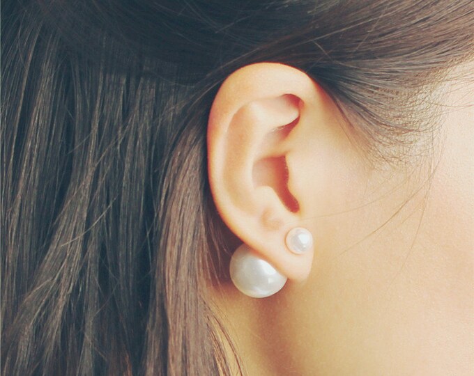 Pearl Front and Back Stud Earrings - Etsy