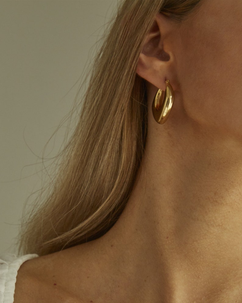 Thick Hoop Earrings Square Hoops Gold Bold Hoops Large - Etsy