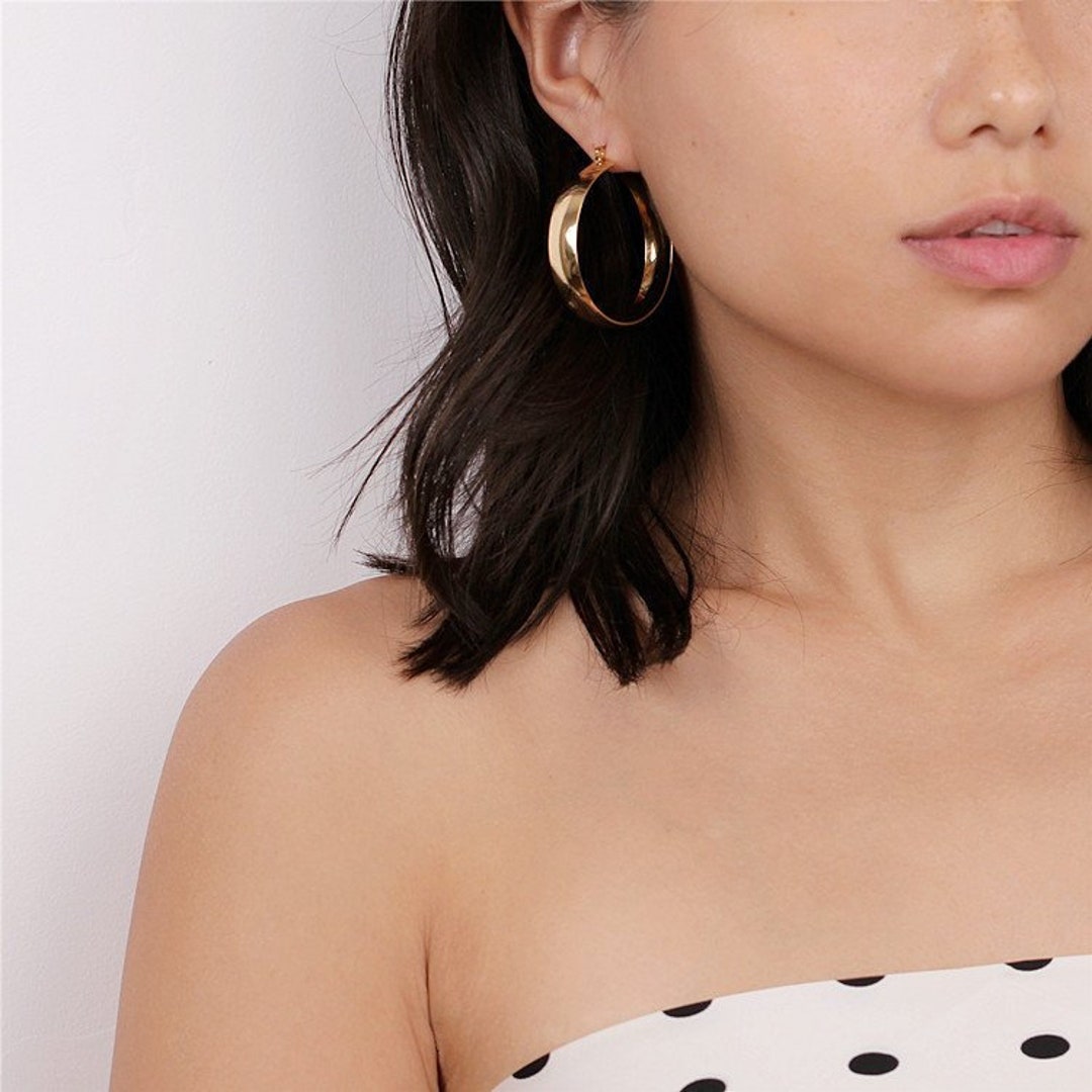 Bold Hoop Earrings Gold Hoop Earrings Simple Hoop Earrings Modern Hoop ...