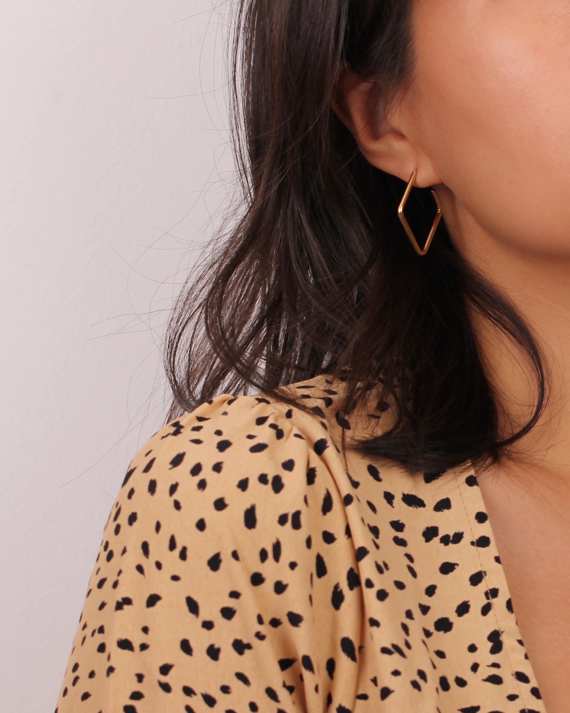 Diamond Hoops Diamond Shape Hoops Geometric Earrings | Etsy