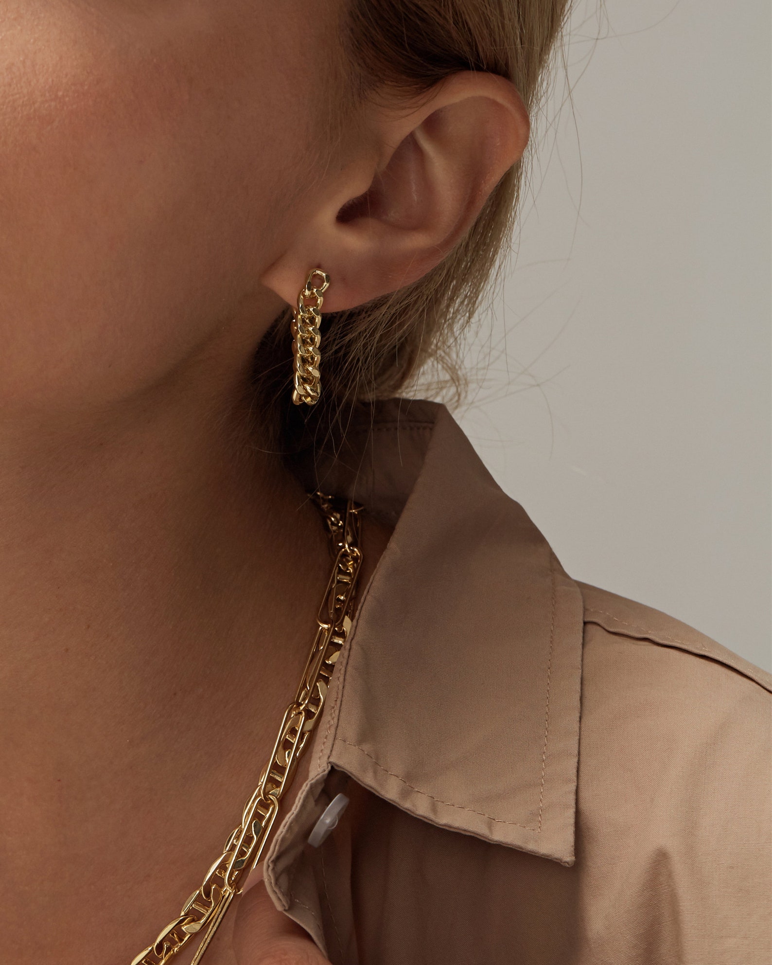 Curb Chain Hoops Gold Dangle Earrings Long Chain Earrings | Etsy