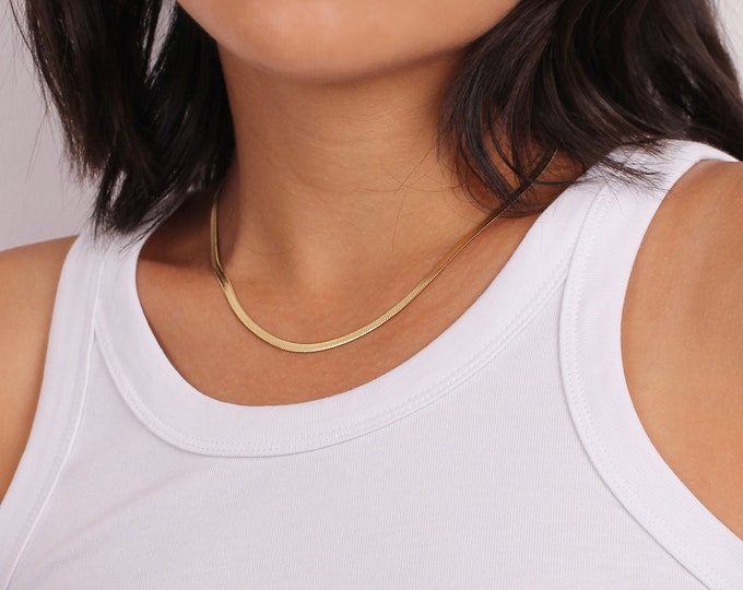 Thick Snake Chain, Gold Herringbone, Gold Snake Chain, Snake Chain ...