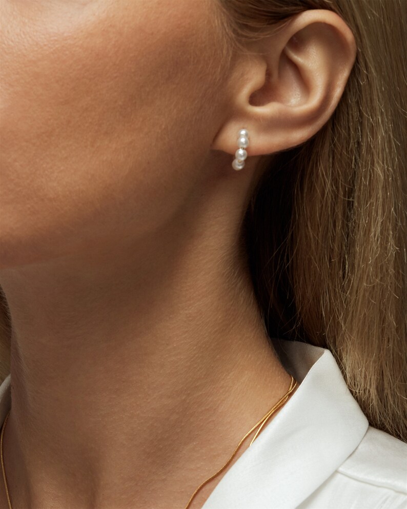 Mini Pearl Hoops Pearl Beads Hoops Beaded Pearl Hoops - Etsy