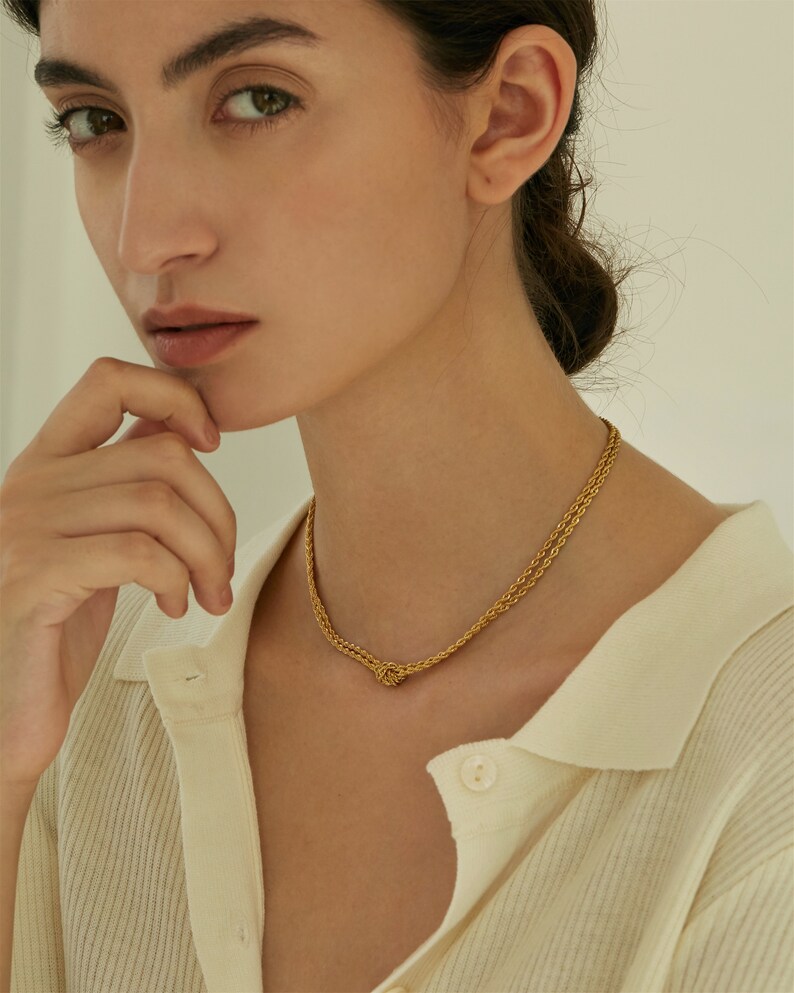 Double Rope Necklace Knot Rope Necklace Gold Rope Chain - Etsy
