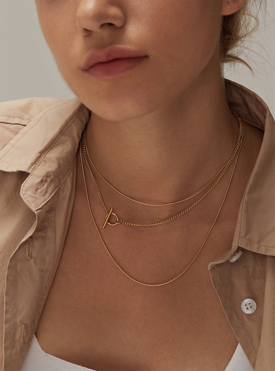 Toggle Clasp Chain Toggle Necklace Gold OT Clasp Choker - Etsy