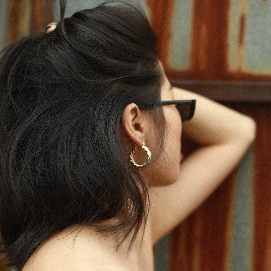 Chunky Hoops Gold Hoop Thick Hoop Twisted Hoop Hoop Earrings - Etsy