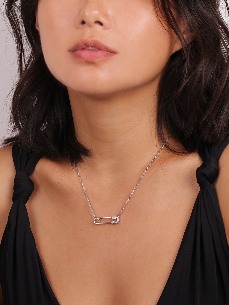 Safety Pin Necklace Safety Pin Pendant Silver Safety Pin - Etsy