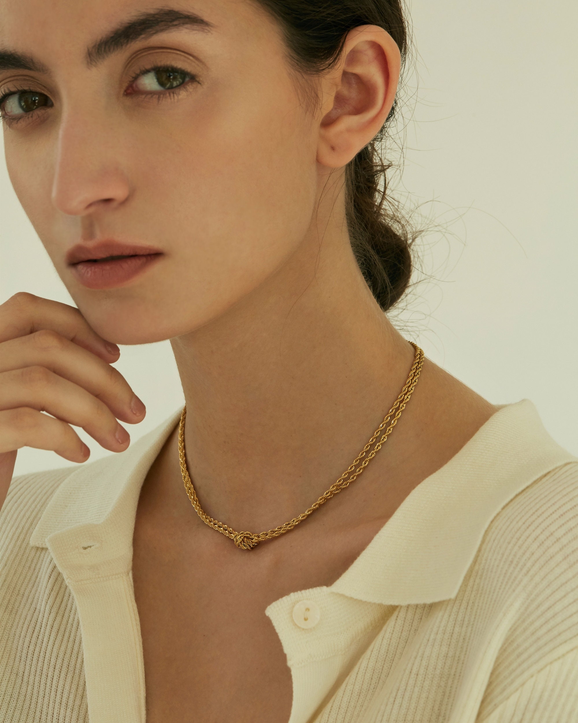 Double Rope Necklace Knot Rope Necklace Gold Rope Chain | Etsy