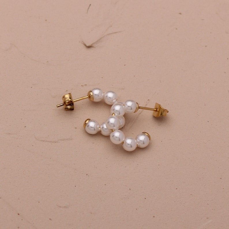 Mini Pearl Hoops Pearl Beads Hoops Beaded Pearl Hoops Pearl | Etsy