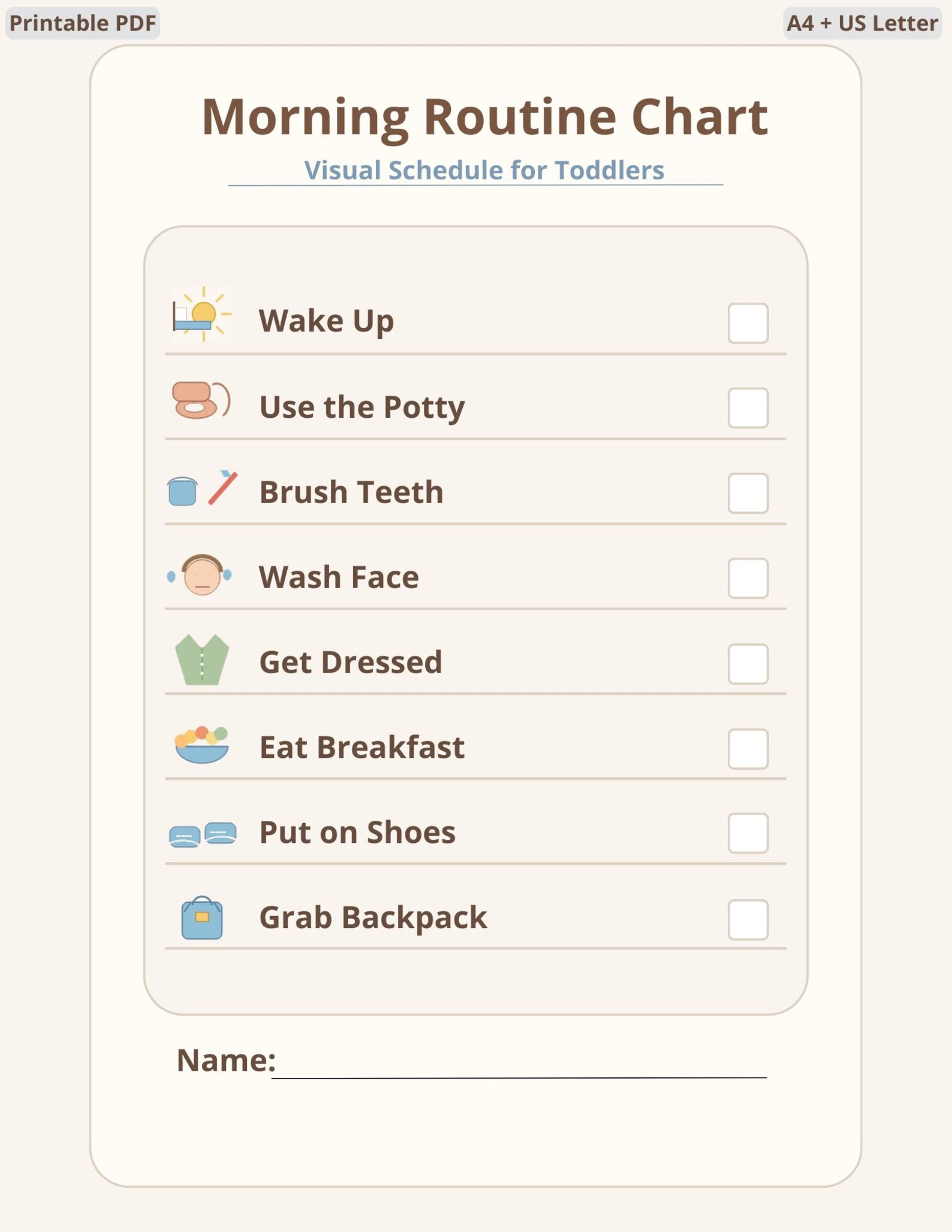 Toddler Morning Routine Chart, Visual Schedule, Kids Checklist (digital ...
