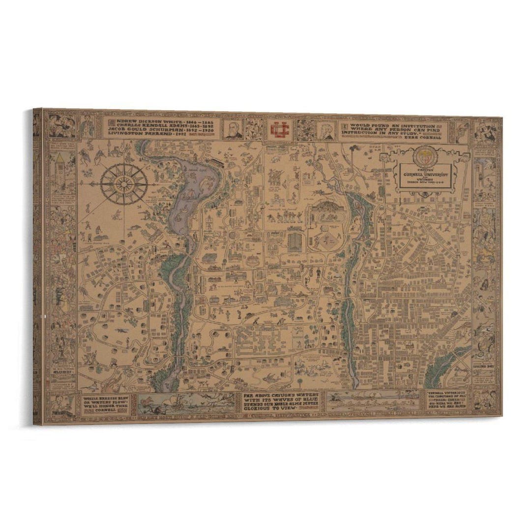 Cornell University Campus Map Circa 1921 Wall Art Canvas Print Modern ...