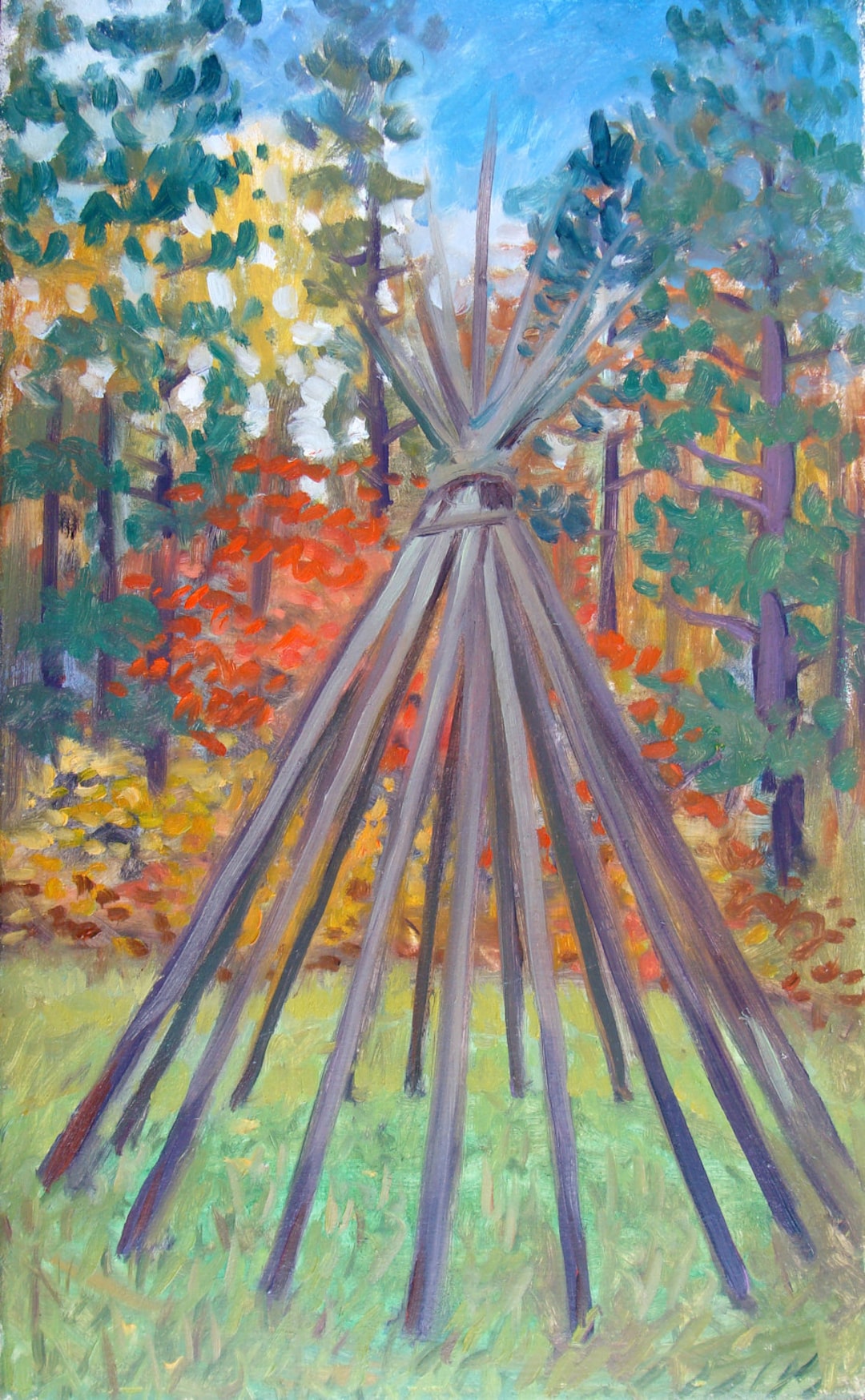 Tipi Structure, Autumn Original Painting - Etsy
