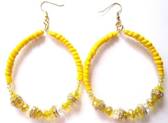 Items similar to These Bright Yellow Hoops are "Bananaz" on Etsy