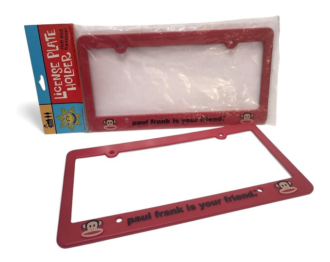 2003 Vintage Paul Frank License Plate Holder, Julius the Monkey, Red ...