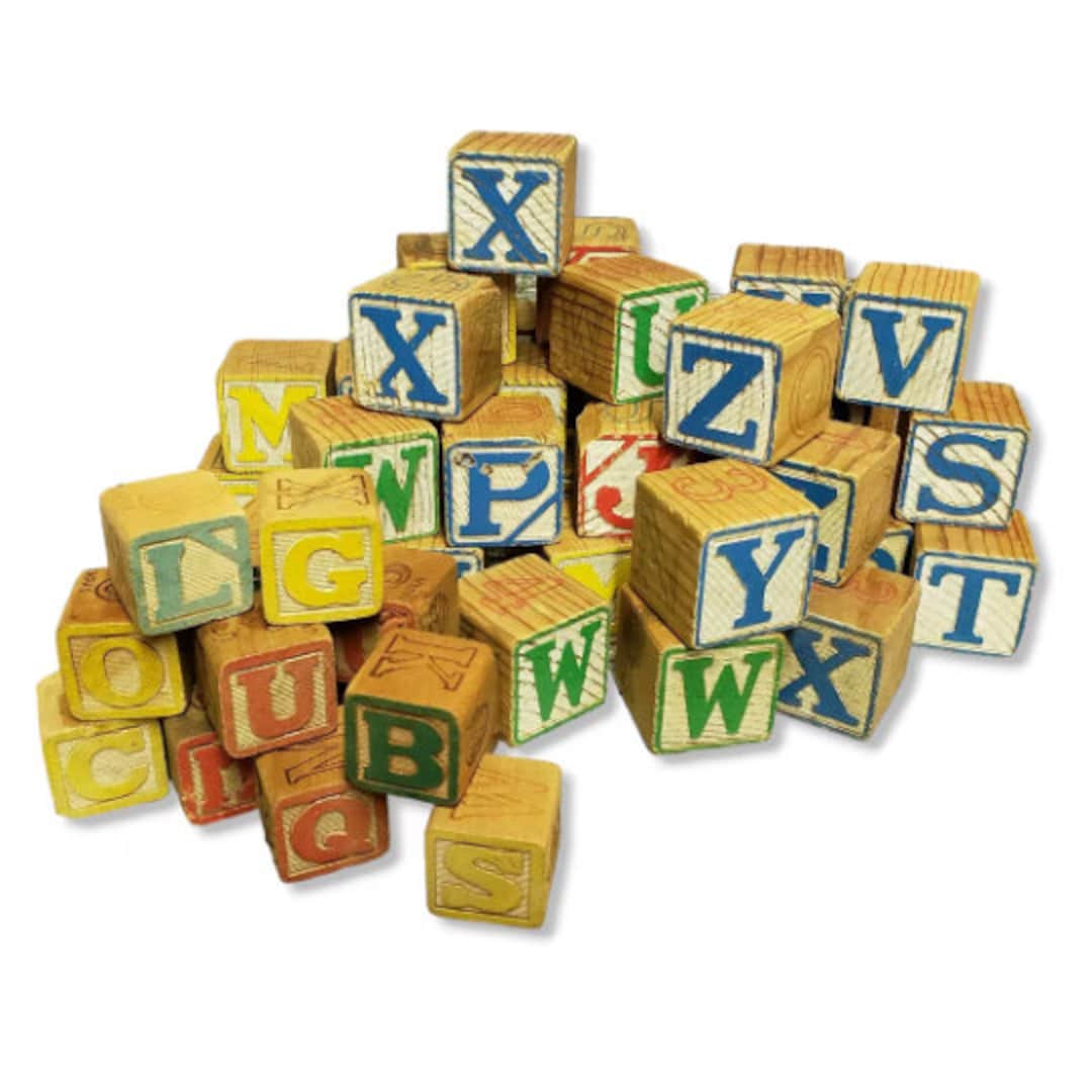 1970s Vintage Alphabet Blocks, Childs Learning Wooden Toy Blocks ...