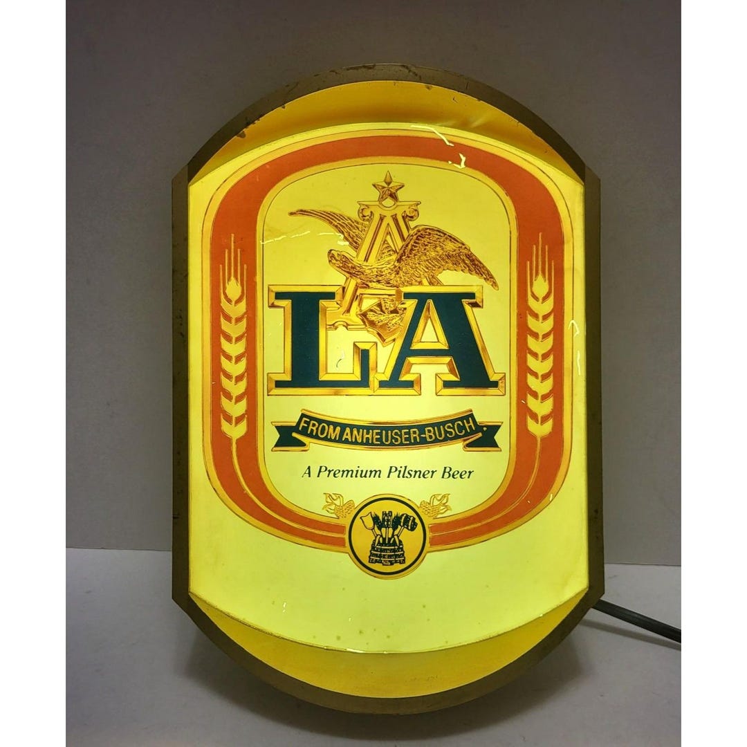 1980s Vintage LA Beer Lighted Sign, 1984 Anheuser Busch Light, Premium ...