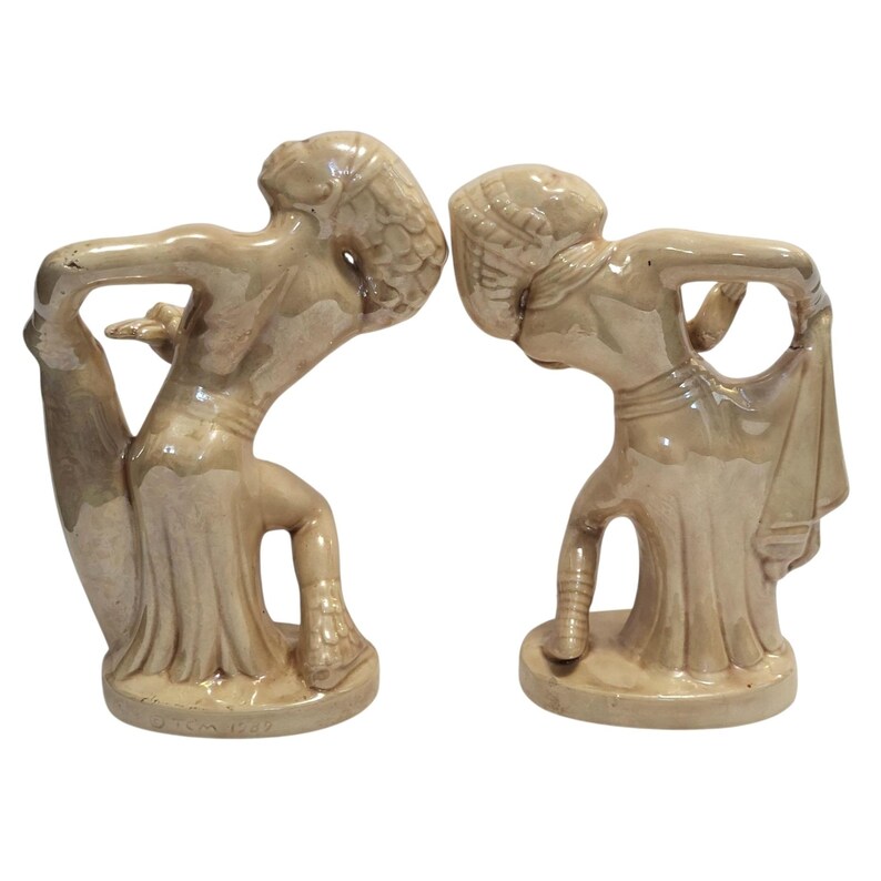 Vintage 1989 TCM Art Deco Revival Ceramic Figurines, Classical Draped ...